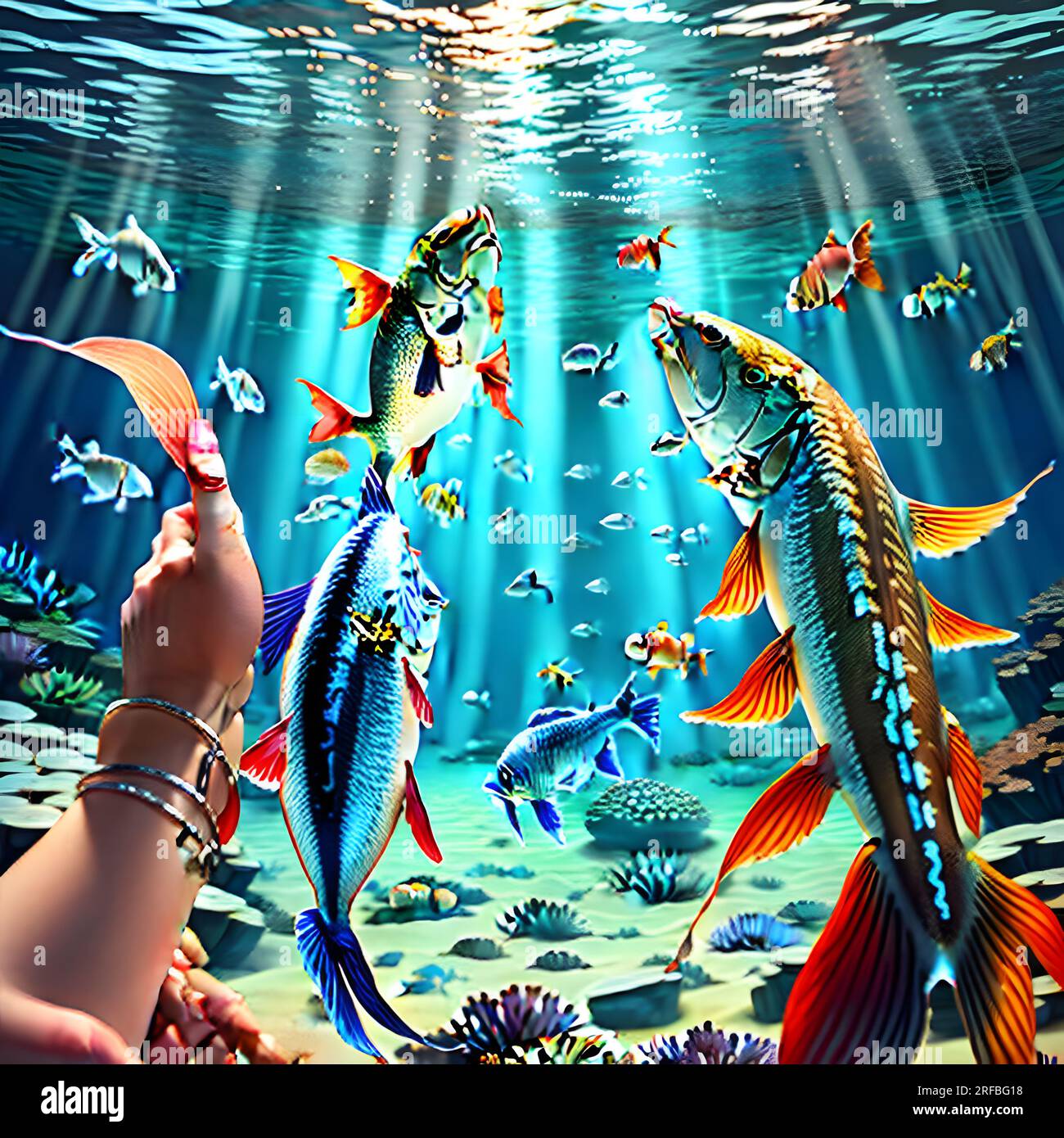 colorful fish swim in swarms in the sea Stock Photo - Alamy