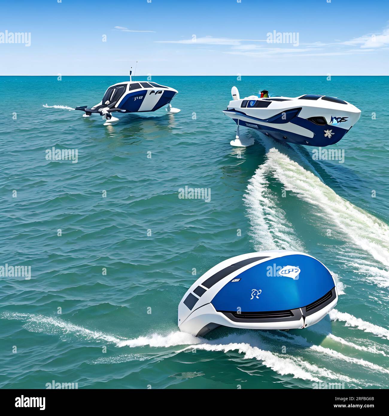 red sports boats race with engine power through the surging water Stock ...