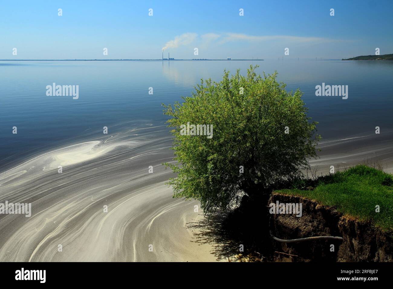 Calm water of the Kakhowka water reservoir in Zaporizhzhia region in ...