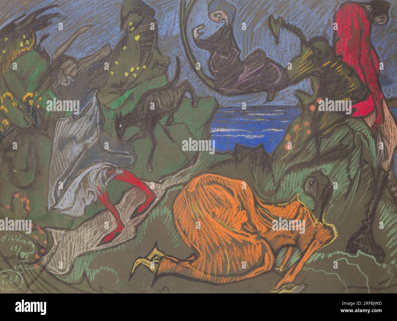 Composition with figures running around 11 June 1922 by Stanisław ...