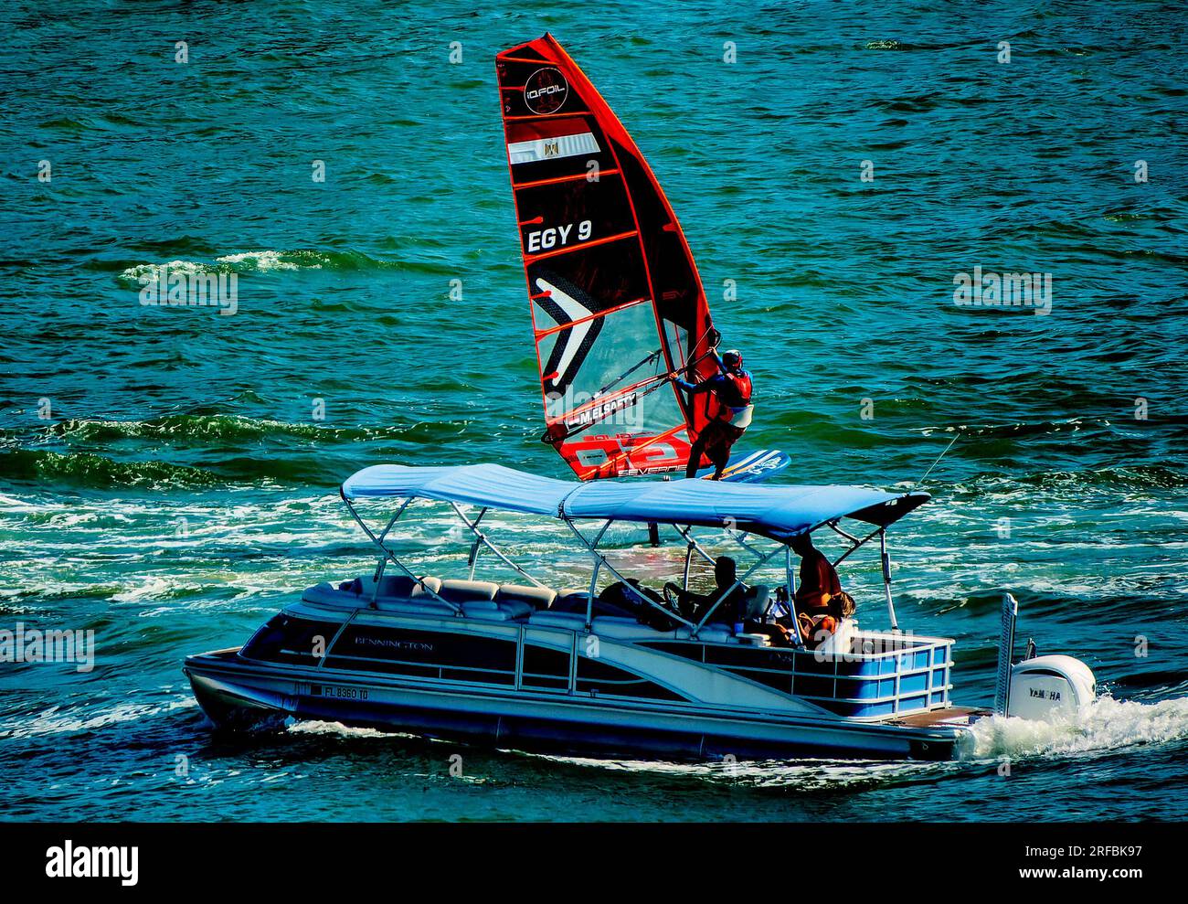 Wind surfer and a boat hi-res stock photography and images - Alamy