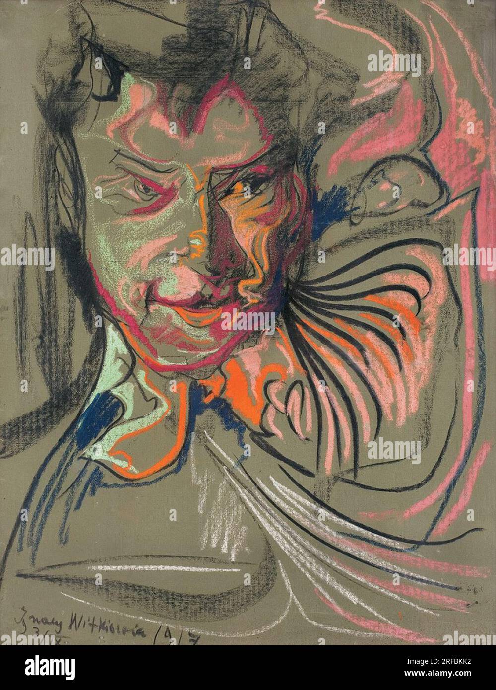 Male Portrait 3 September 1917 by Stanisław Ignacy Witkiewicz Stock ...