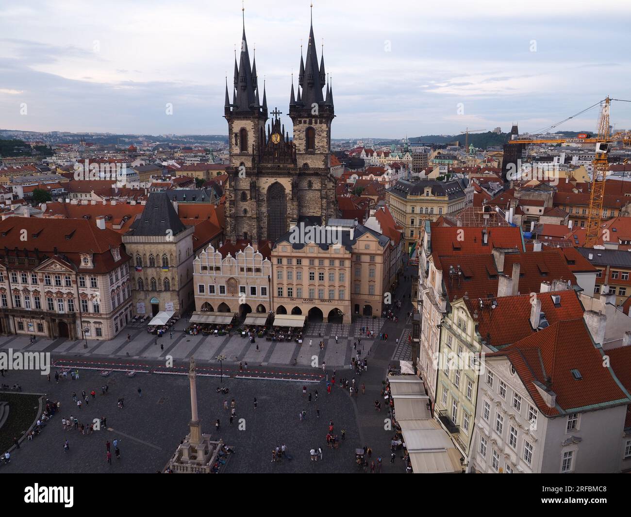 aerial view of prague's old town, czec - Church of Our Lady before Tn ...