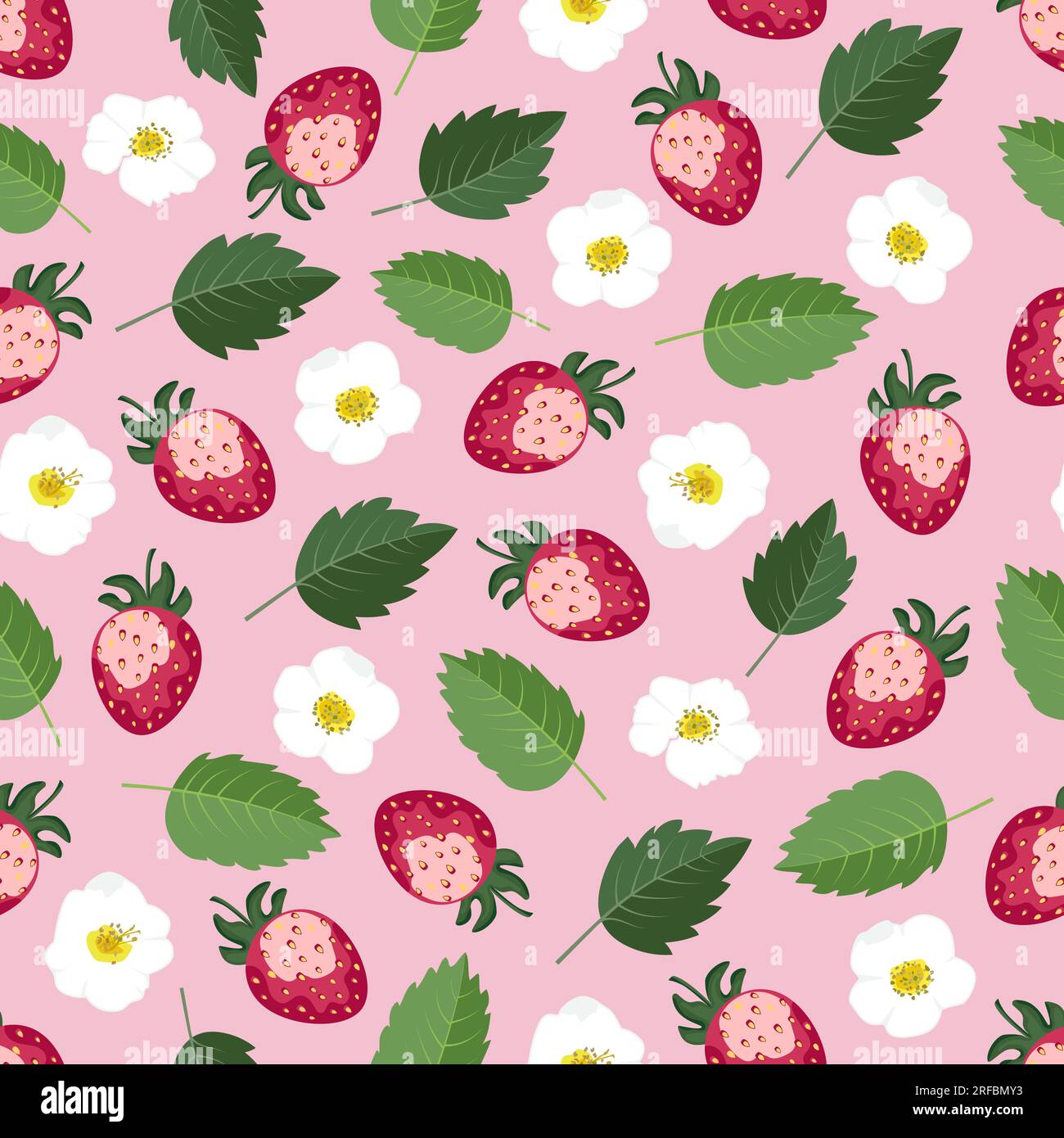 Vector seamless pattern with strawberries. Summer background, wallpaper ...