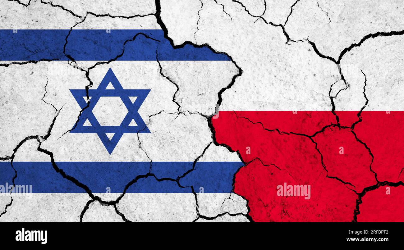 Flags of Israel and Poland on cracked surface - politics, relationship ...