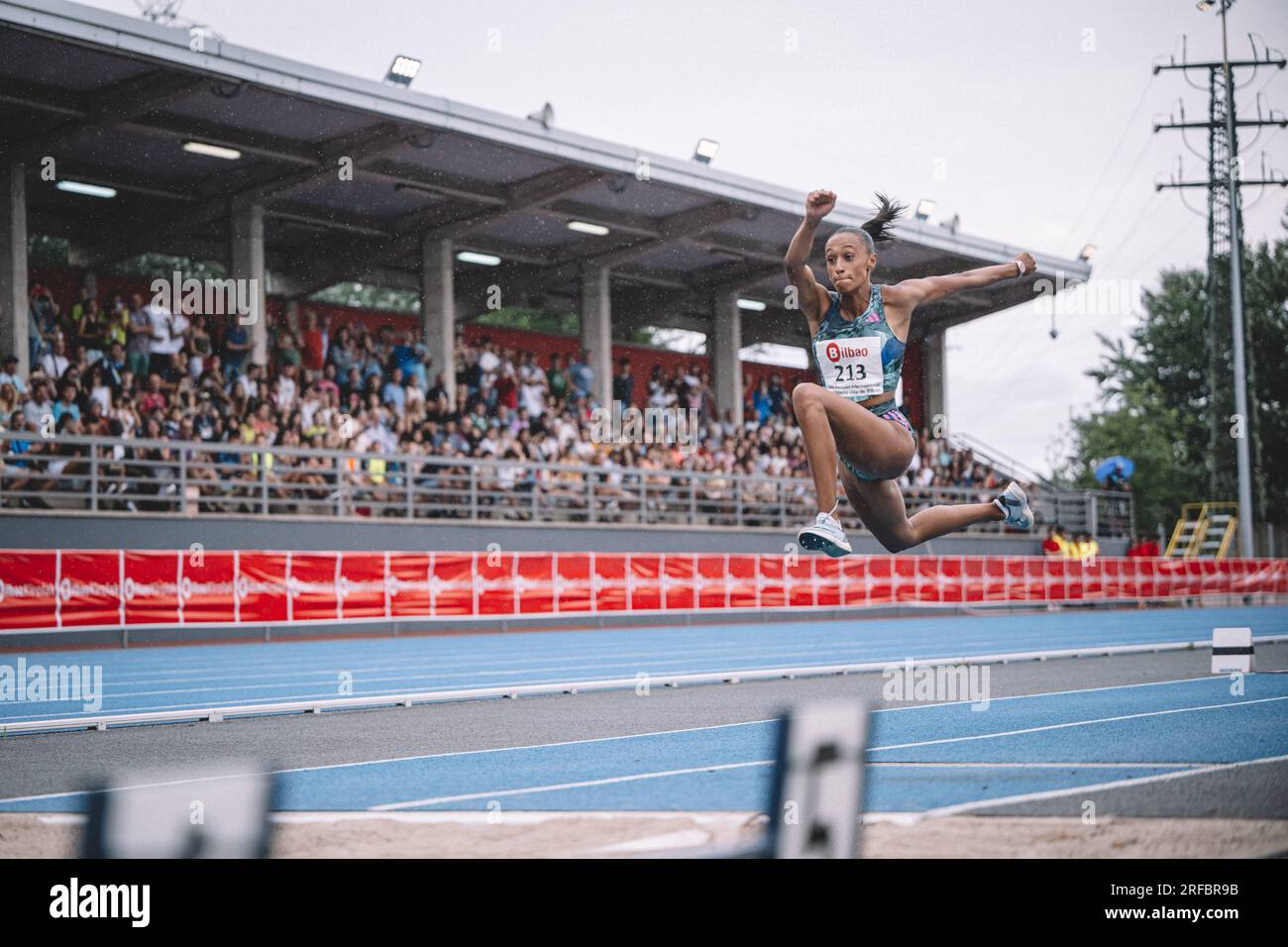 Ana Peleteiro jumping at the Bilbao International Meeting in Spain ...