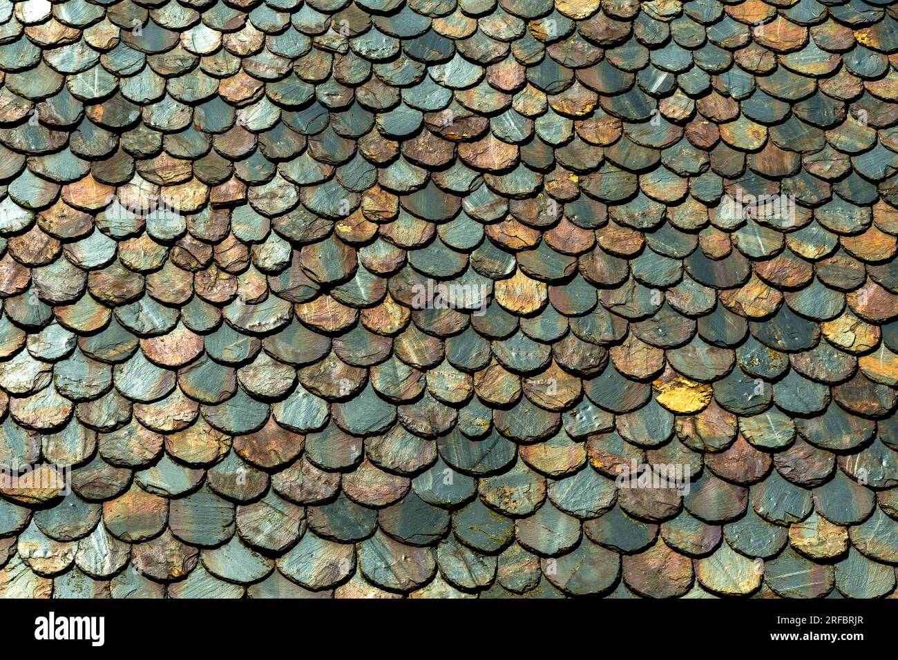 Traditional slate roof (lauze stone), Auvergne Volcanoes Natural ...