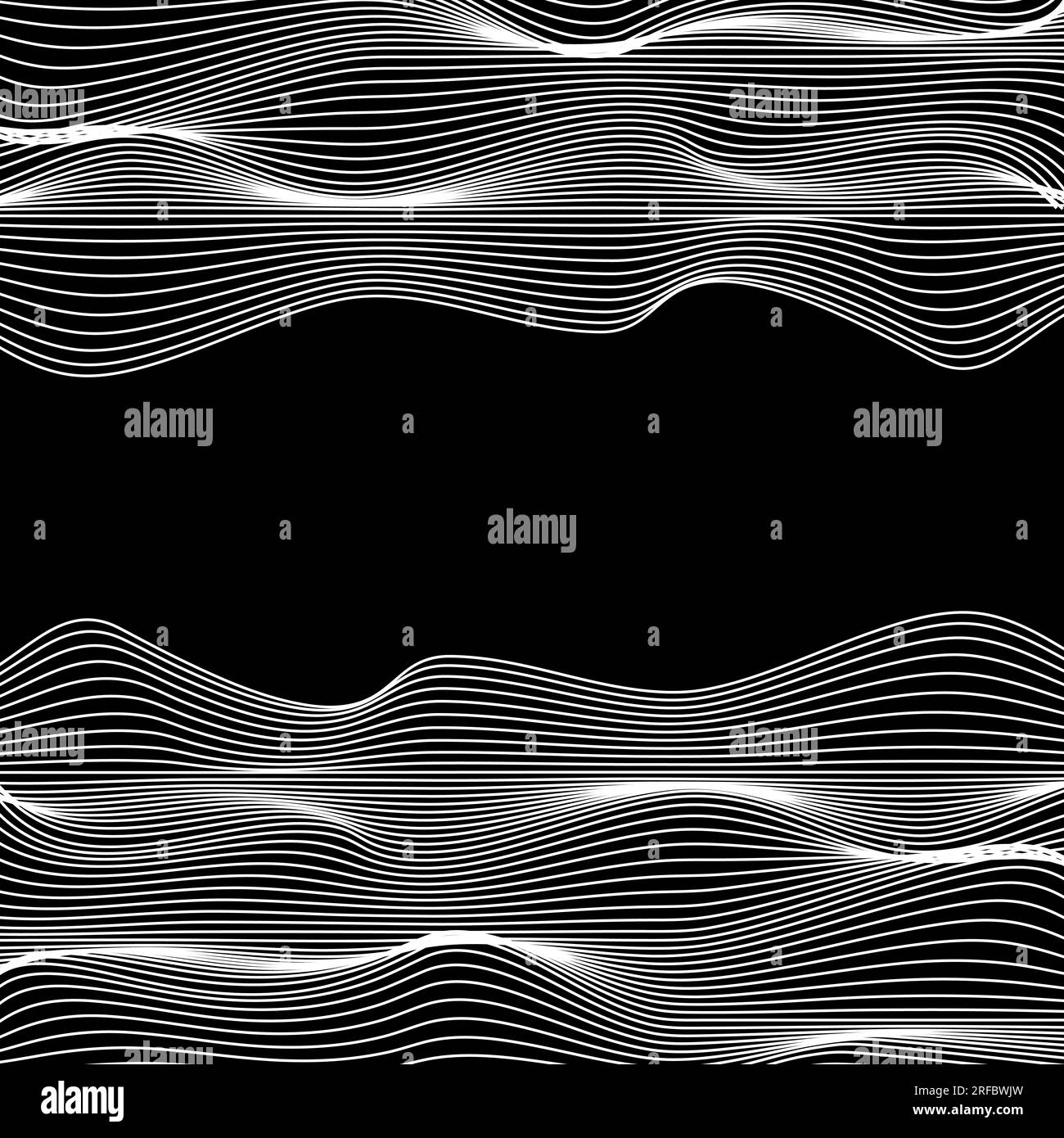 Linear abstract waves on dark background, Vector banner border Stock ...