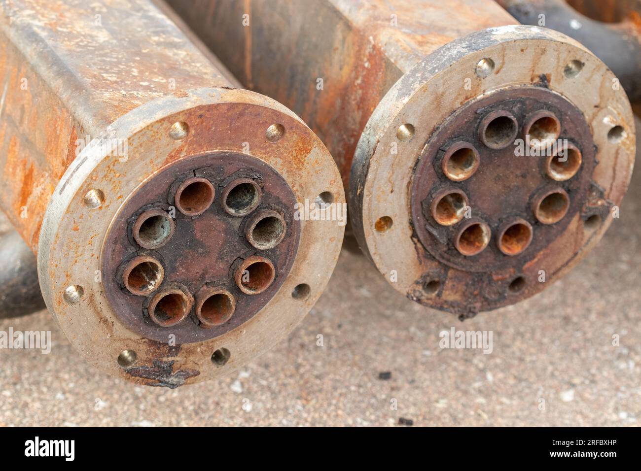 Old rusty extrusion tubing steal back ground . High quality photo Stock ...