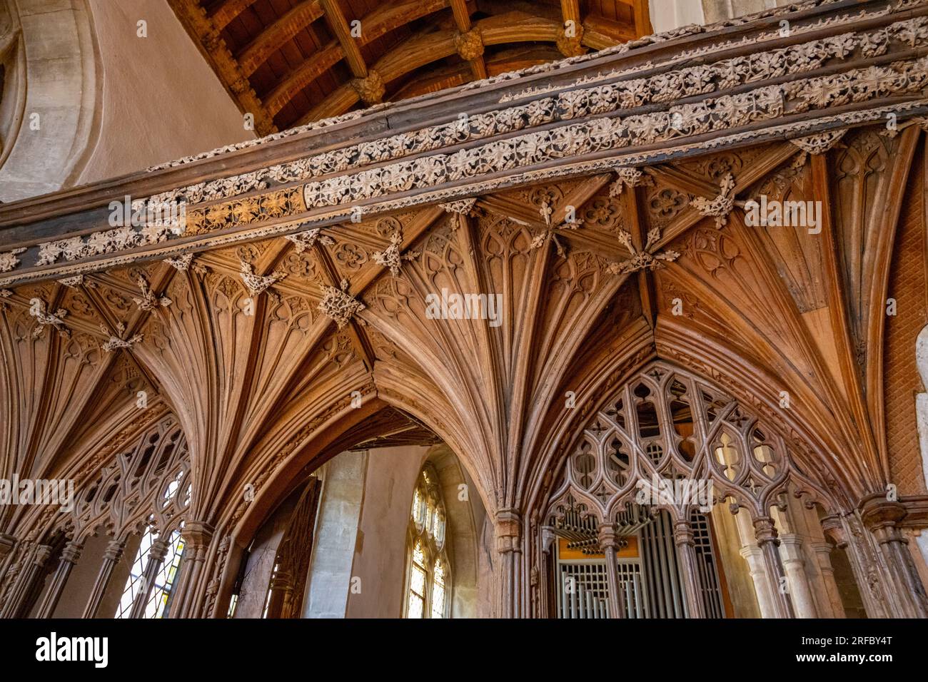 The interior of St Georges church Dunster Somerset. With the rood ...