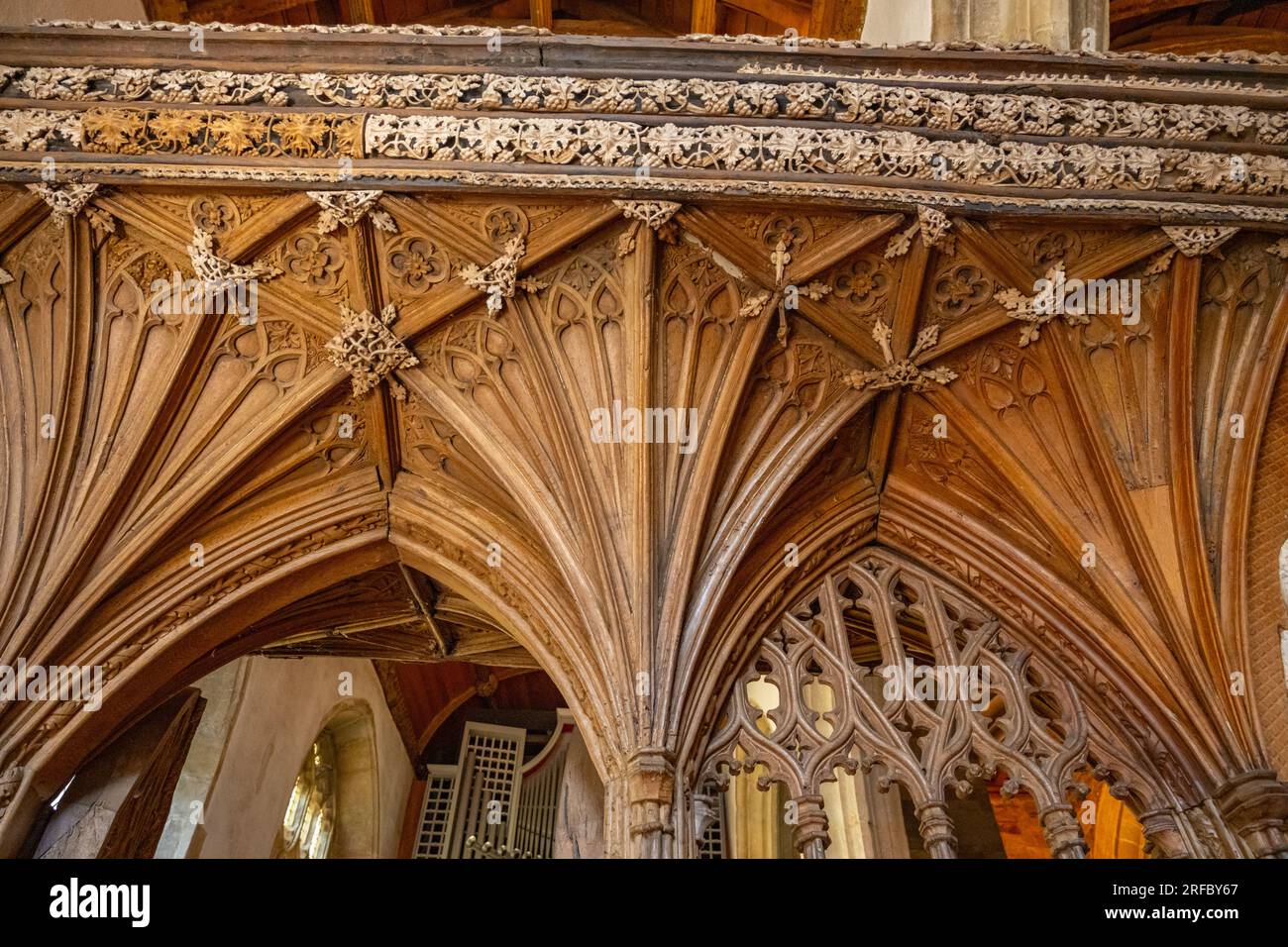 The interior of St Georges church Dunster Somerset. With the rood ...