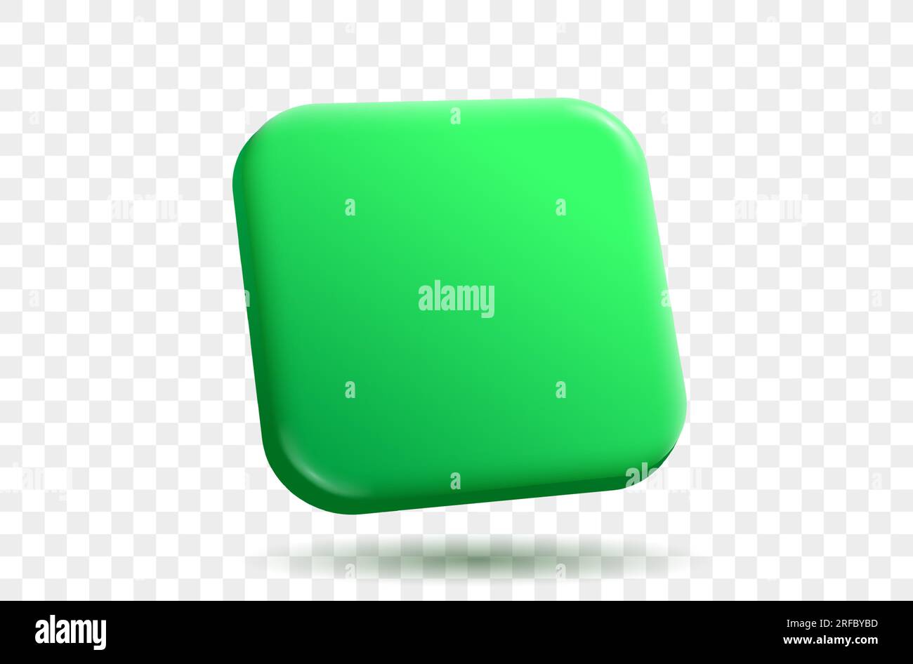 Vector 3d render button background banner. Green gradient app icon on ...