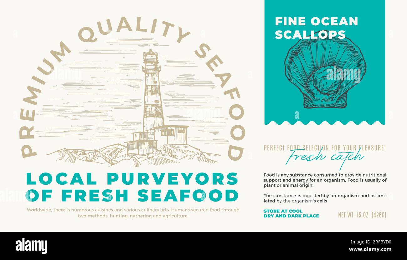 Fine Ocean Seafood Product Abstract Vector Packaging Label Design ...