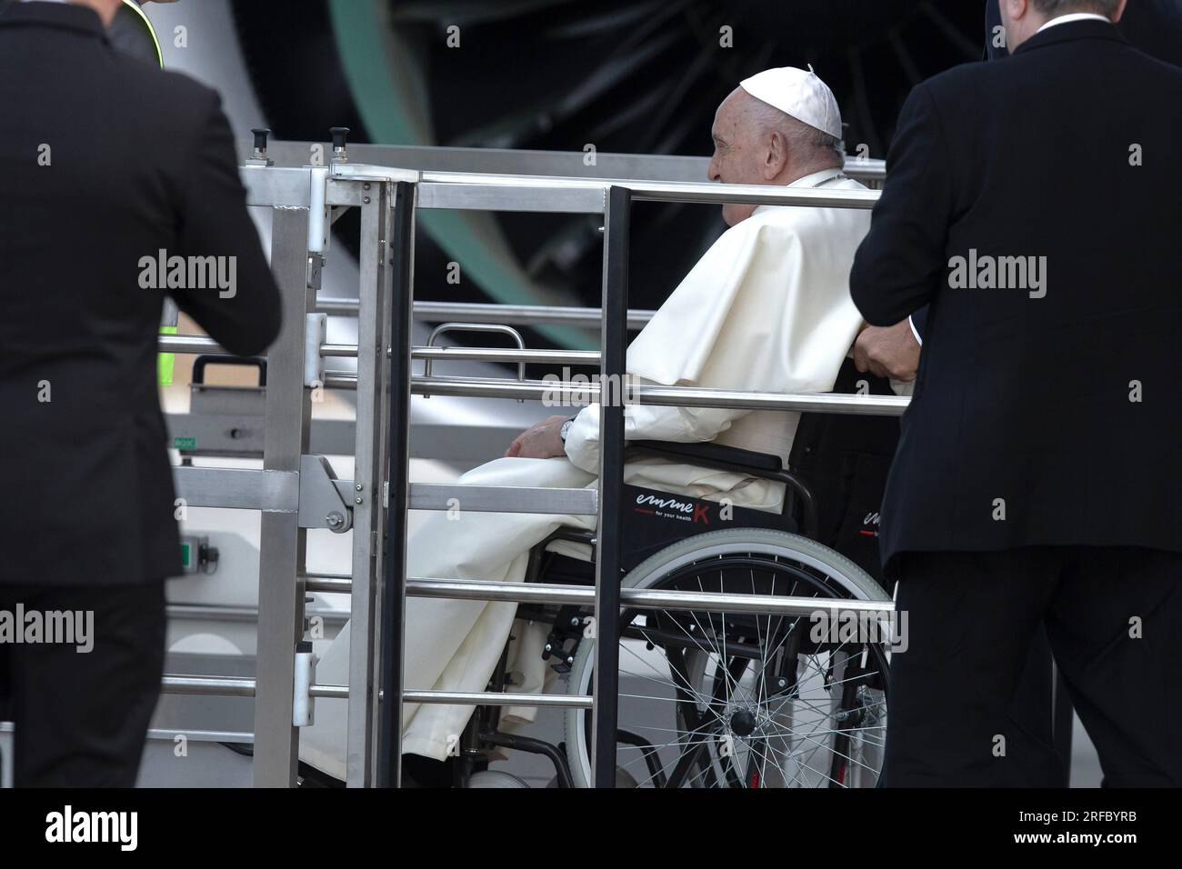 Vatican City, vatican, 2 August 2023. Pope Francis boards his flight at ...