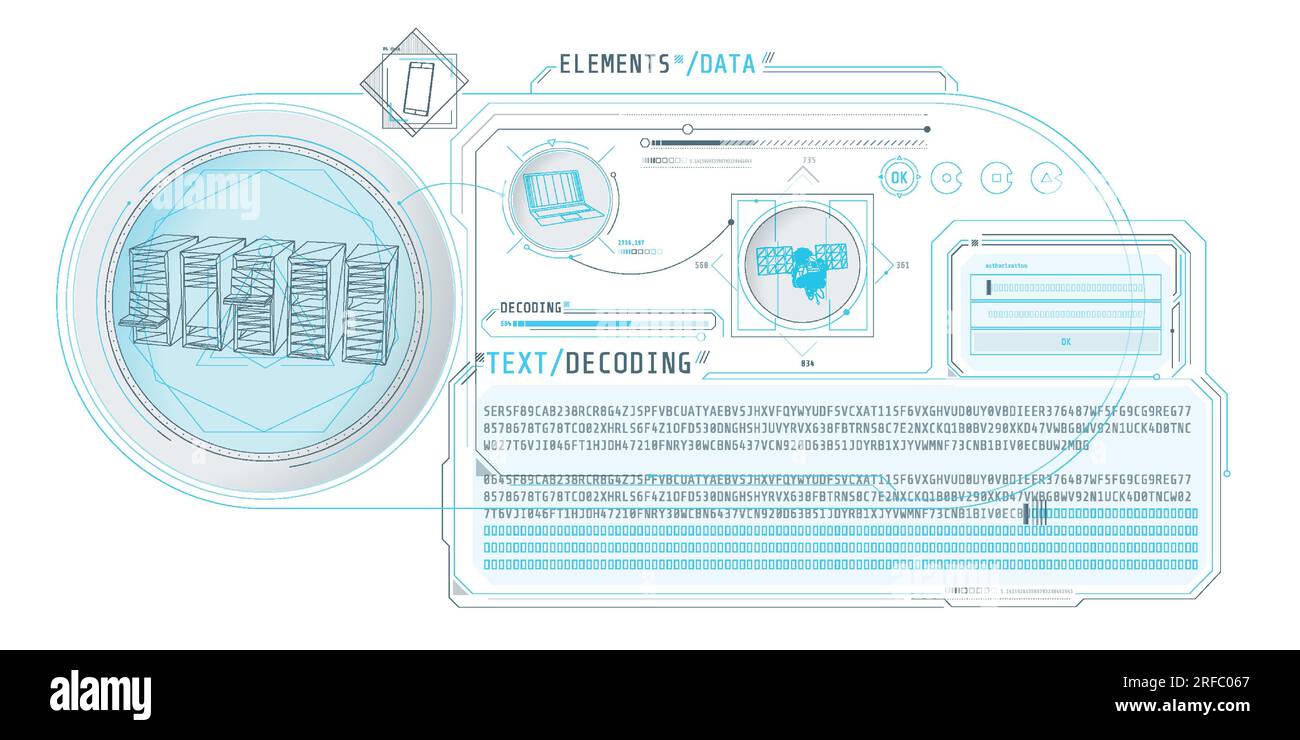 Hud Interface For Processing Server Data With Text Decoding Stock Vector Image And Art Alamy 9018