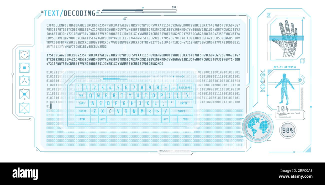 Data entry and text decoding on futuristic interface screen Stock Vector Image & Art - Alamy