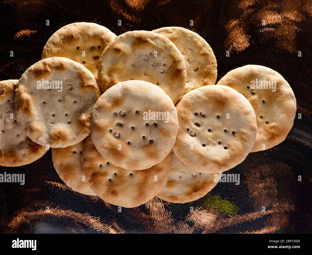 Classic close up food still life of Water biscuits - clean and crisp ...