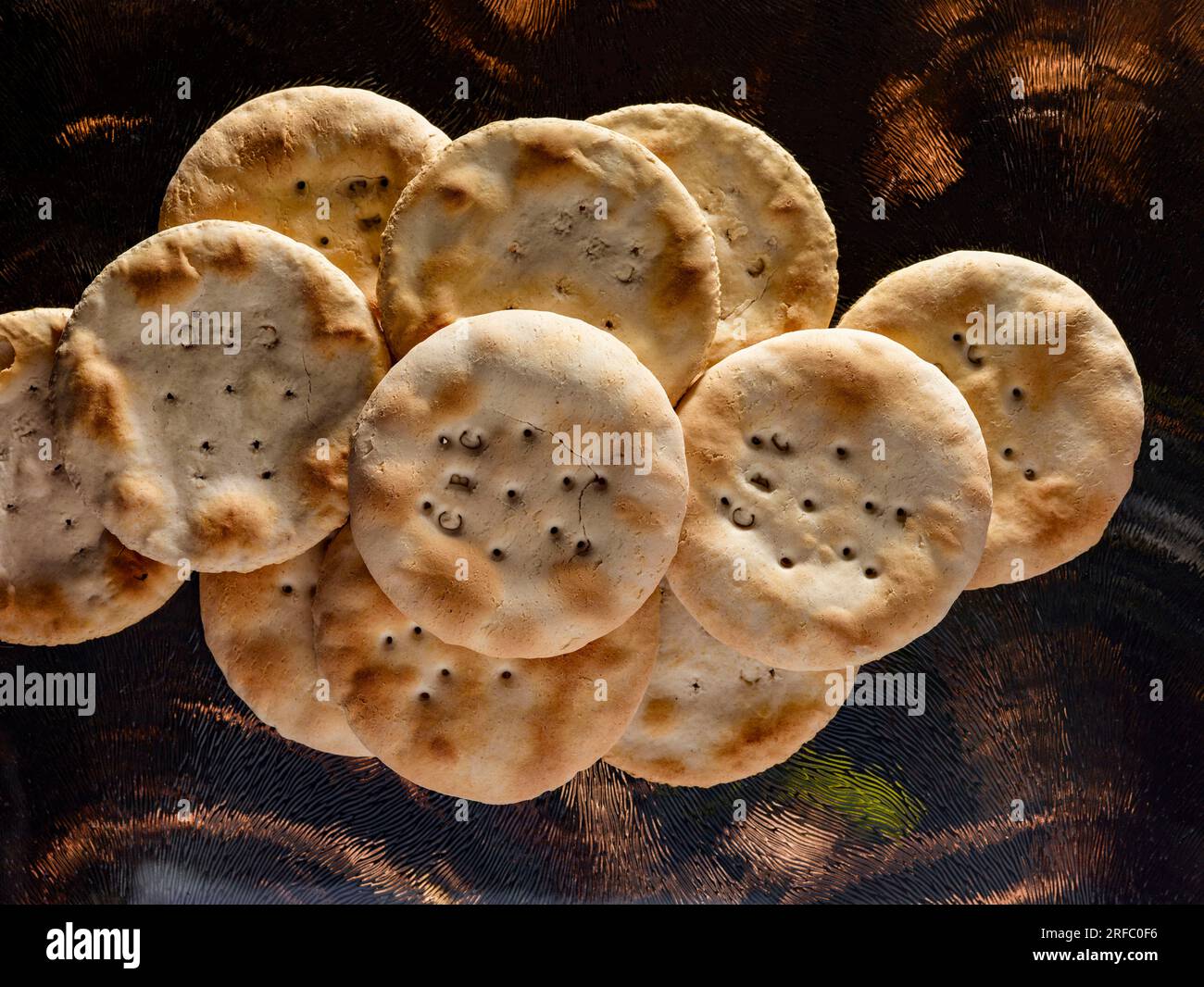 Classic close up food still life of Water biscuits - clean and crisp ...