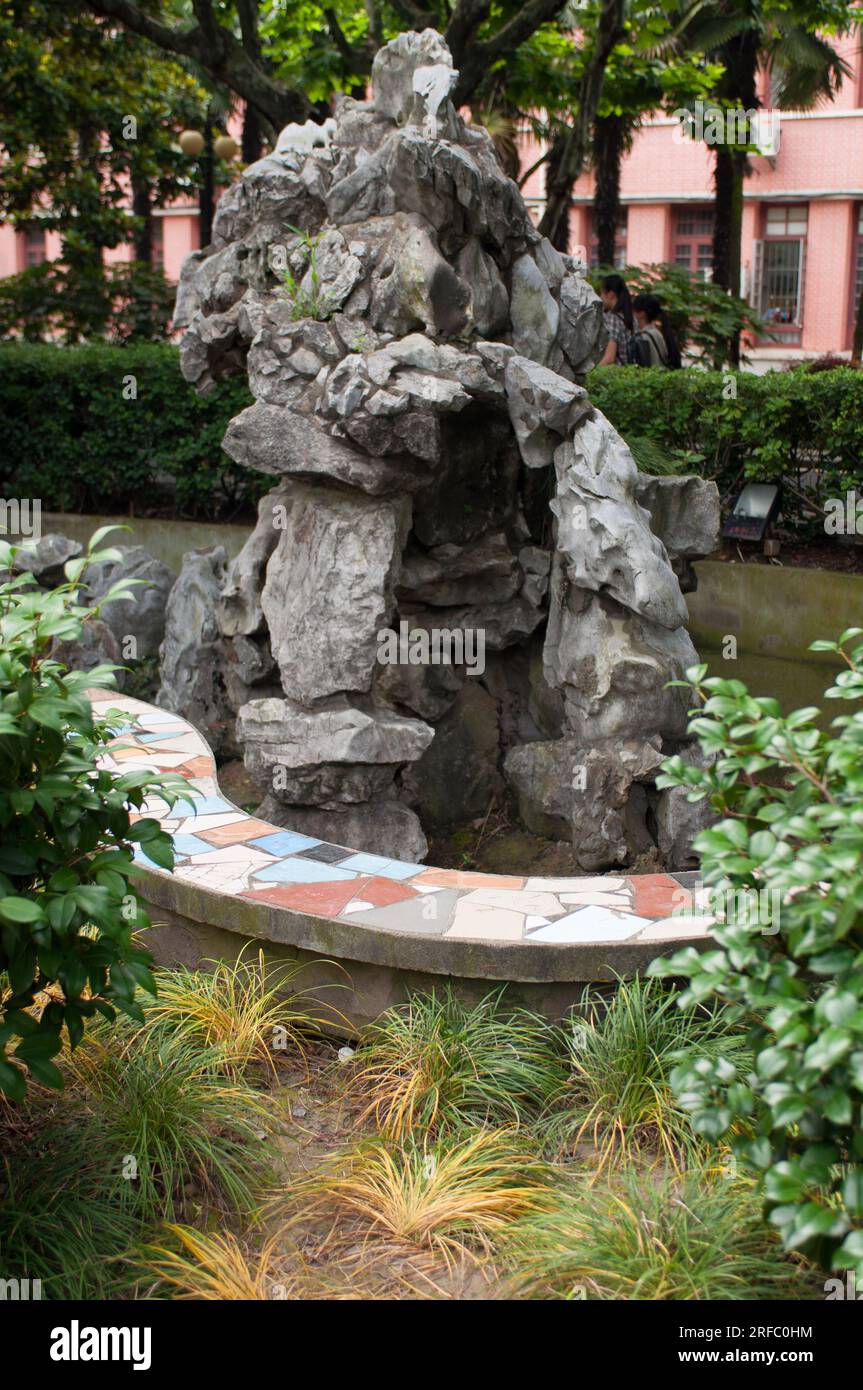 Dry Rock Fountain Feature in Shanghai Stock Photo - Alamy