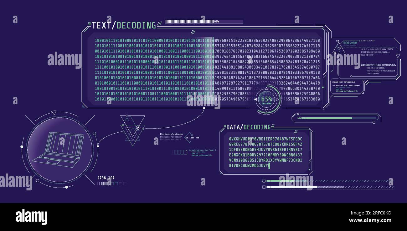 Data Decryption Screen With Text Decoding Window Stock Vector Image
