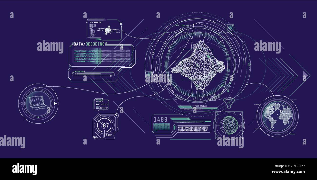 Futuristic geoscience software screen design with data decoding Stock ...