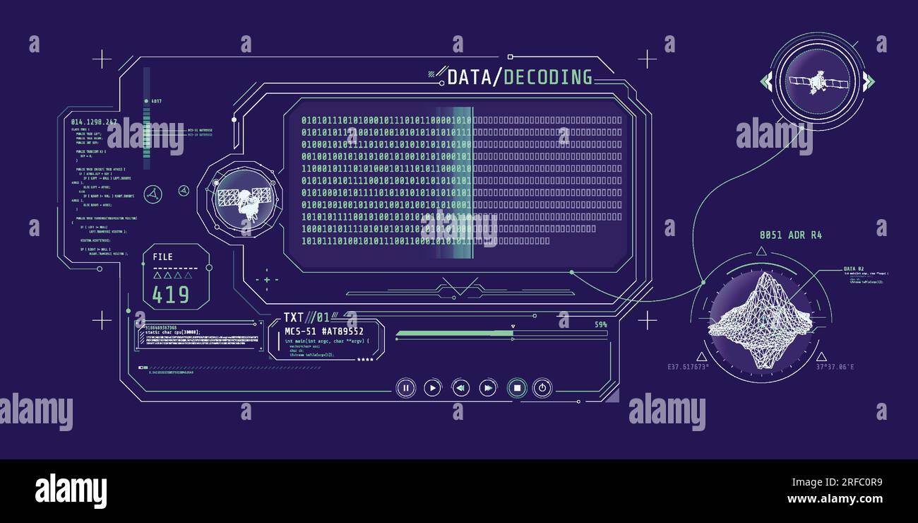 Interface For Decoding Object Data Received From Satellite Stock Vector Image And Art Alamy 
