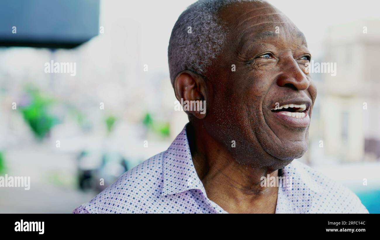 One joyful black older Brazilian person smiling. Charismatic Elderly ...