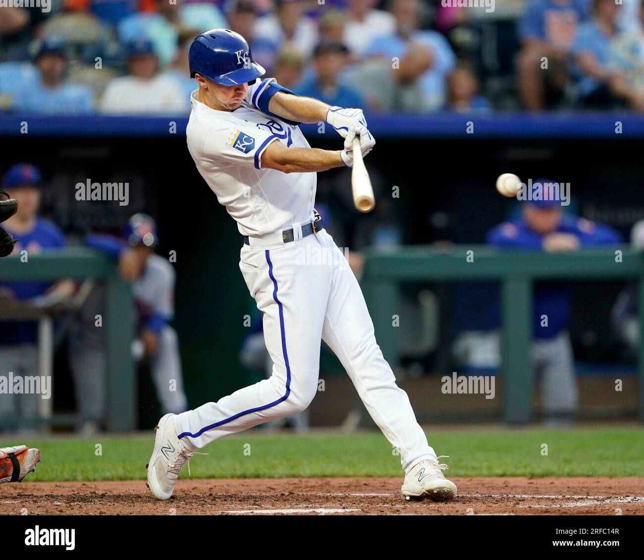 AUG 01, 2023: Kansas City Royals third baseman Matt Duffy (15) squares ...
