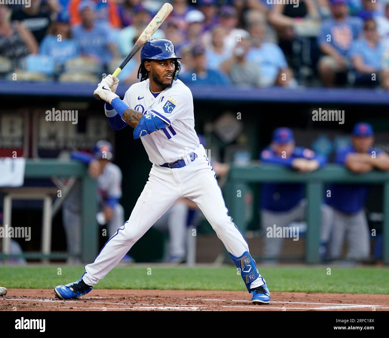 AUG 01, 2023: Kansas City Royals third baseman Maikel Garcia (11) waits ...