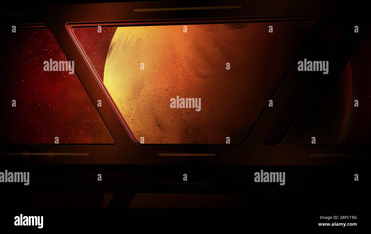 Mars planet from the window of a space station Stock Photo - Alamy