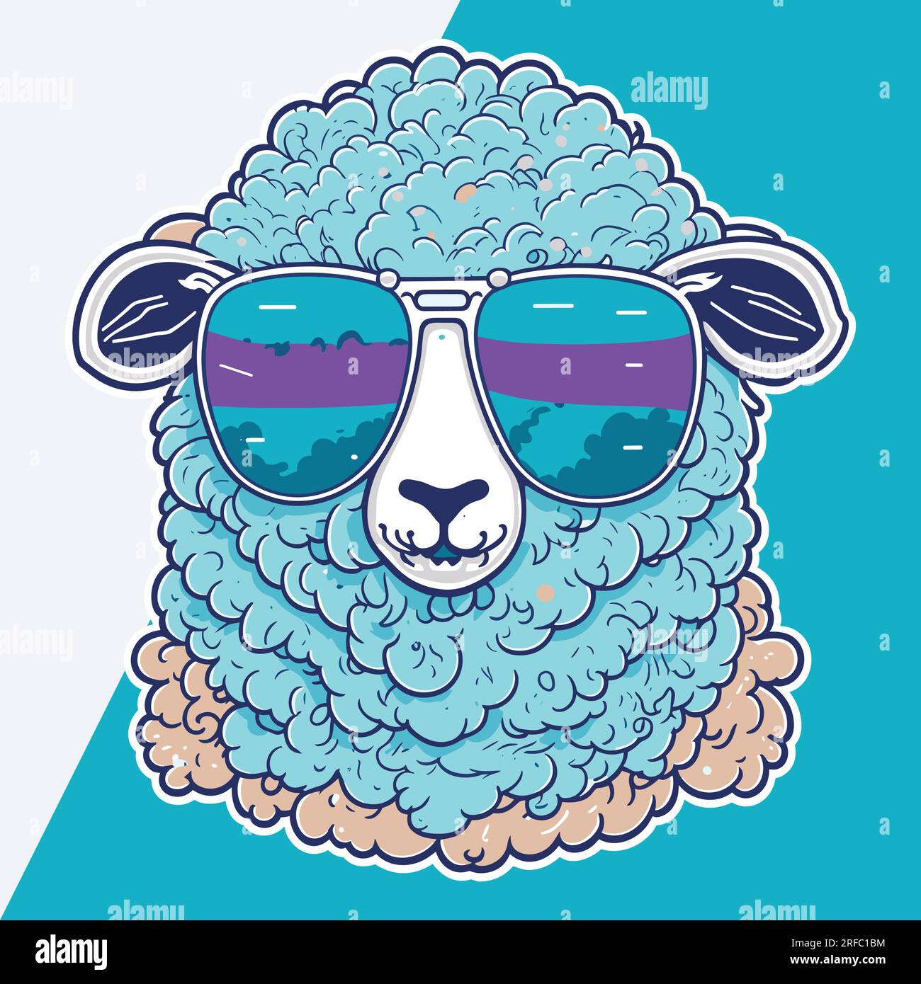 Sunny Sheep Squad: Vibrant Vector Illustration of a Stylish Lamb for ...