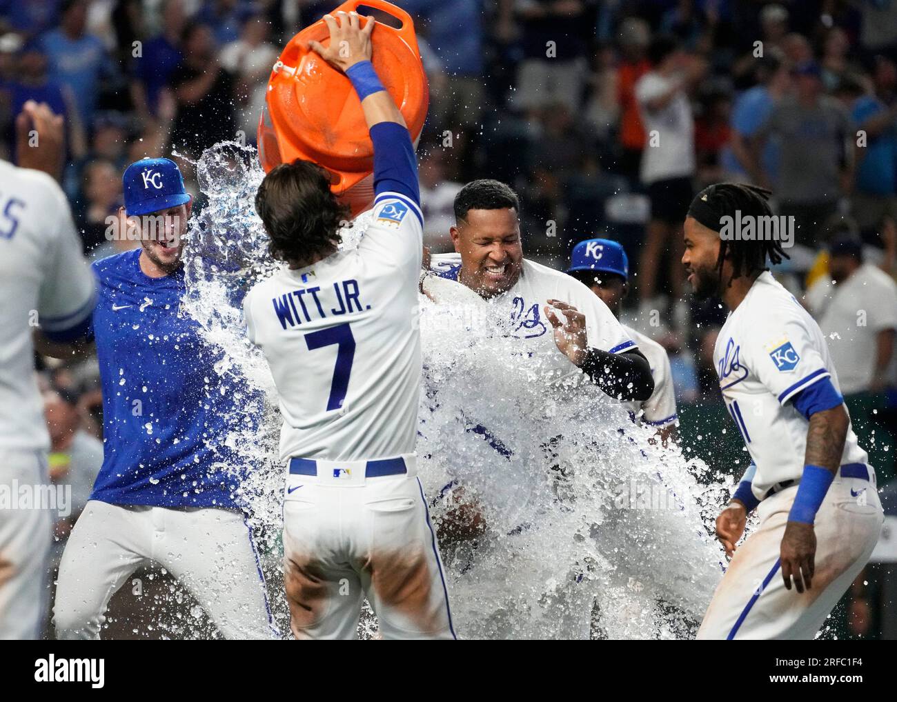 AUG 01, 2023: Kansas City Royals shortstop Bobby Witt Jr. (7) gives ...