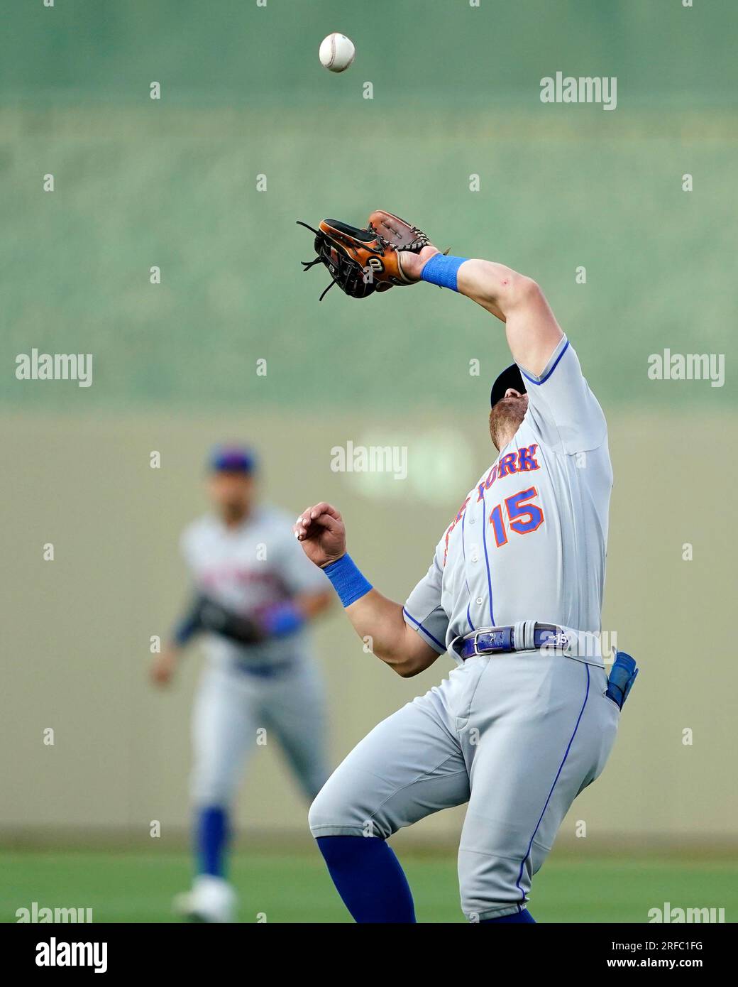AUG 01, 2023: New York Mets shortstop Danny Mendick (15) makes a catch ...
