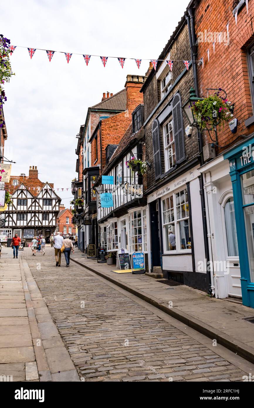Top of Steep Hill, Lincoln City, Lincolnshire, England, UK Stock Photo ...