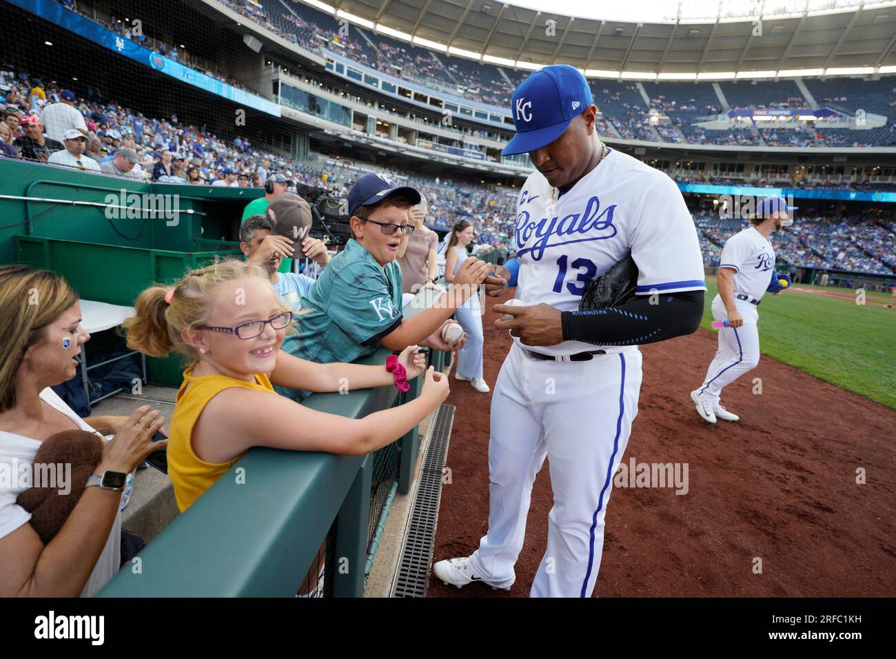 AUG 01, 2023: Kansas City Royals catcher Salvador Perez (13) signs a ...