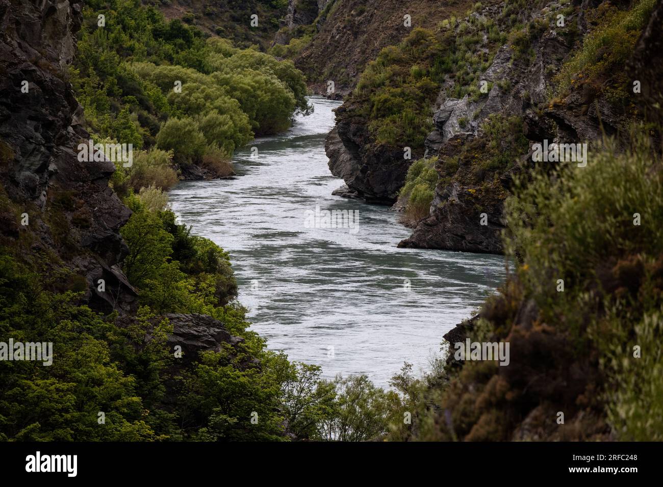 River Kawarau runs through the Kawarau Gorge in the Queestown Region in ...