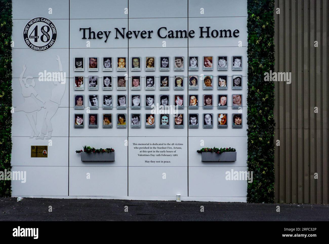 The Stardust Memorial Wall in Butterly Business Park, Artane, Dublin.In ...