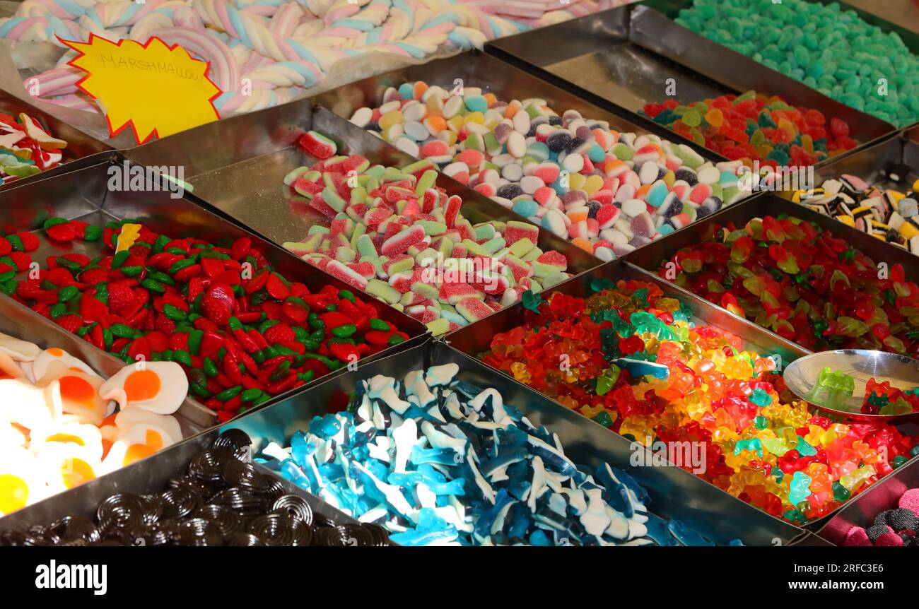many candies for sale at candy store Stock Photo - Alamy