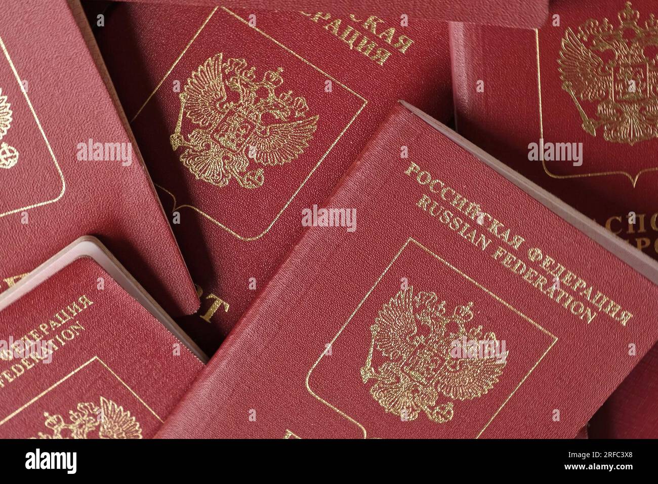 Russian Passports. Travel Documents. Foreign Passport. Closeup of ...