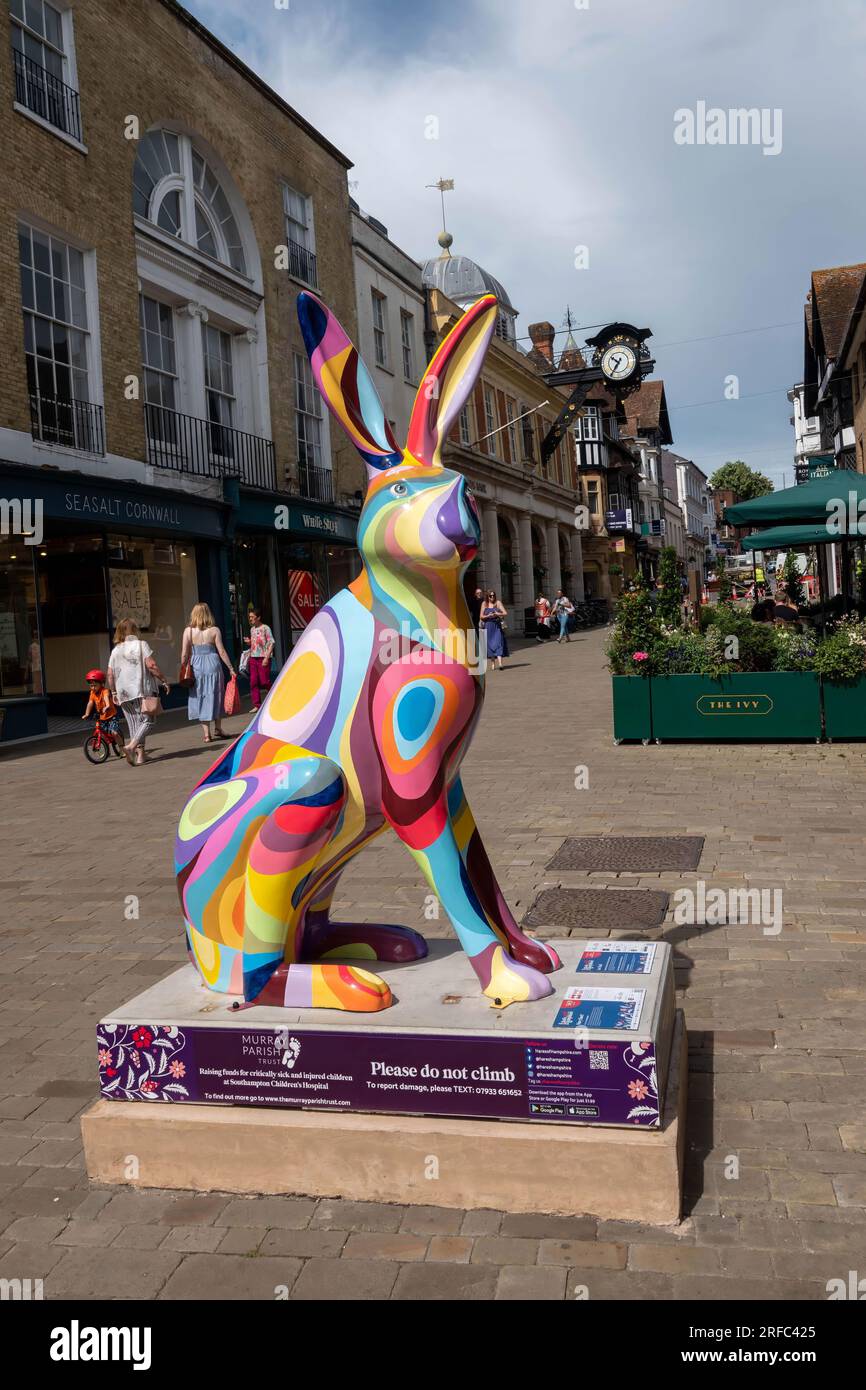 Hares of Hampshire Art trail Winchester England 2022, Wavy Hare by Amy ...