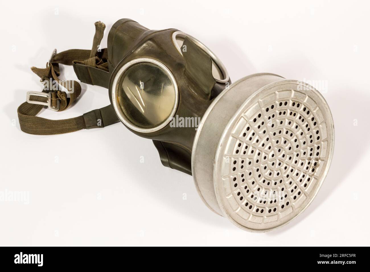 Gas mask of the Second World War on a white background. An old gas mask ...