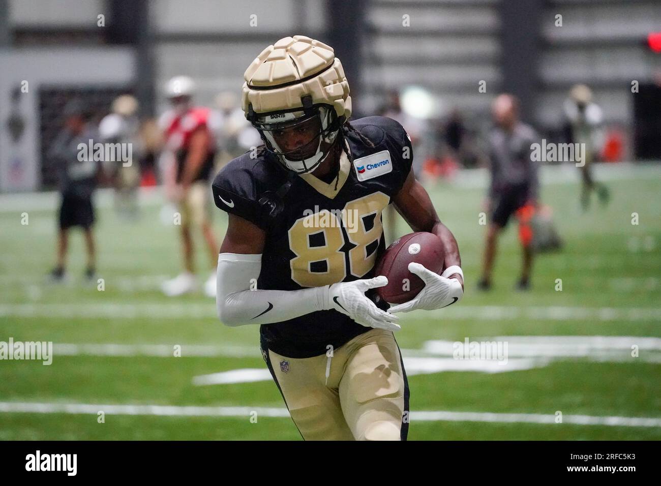 New Orleans Saints wide receiver Shaq Davis (88) runs through drills at ...