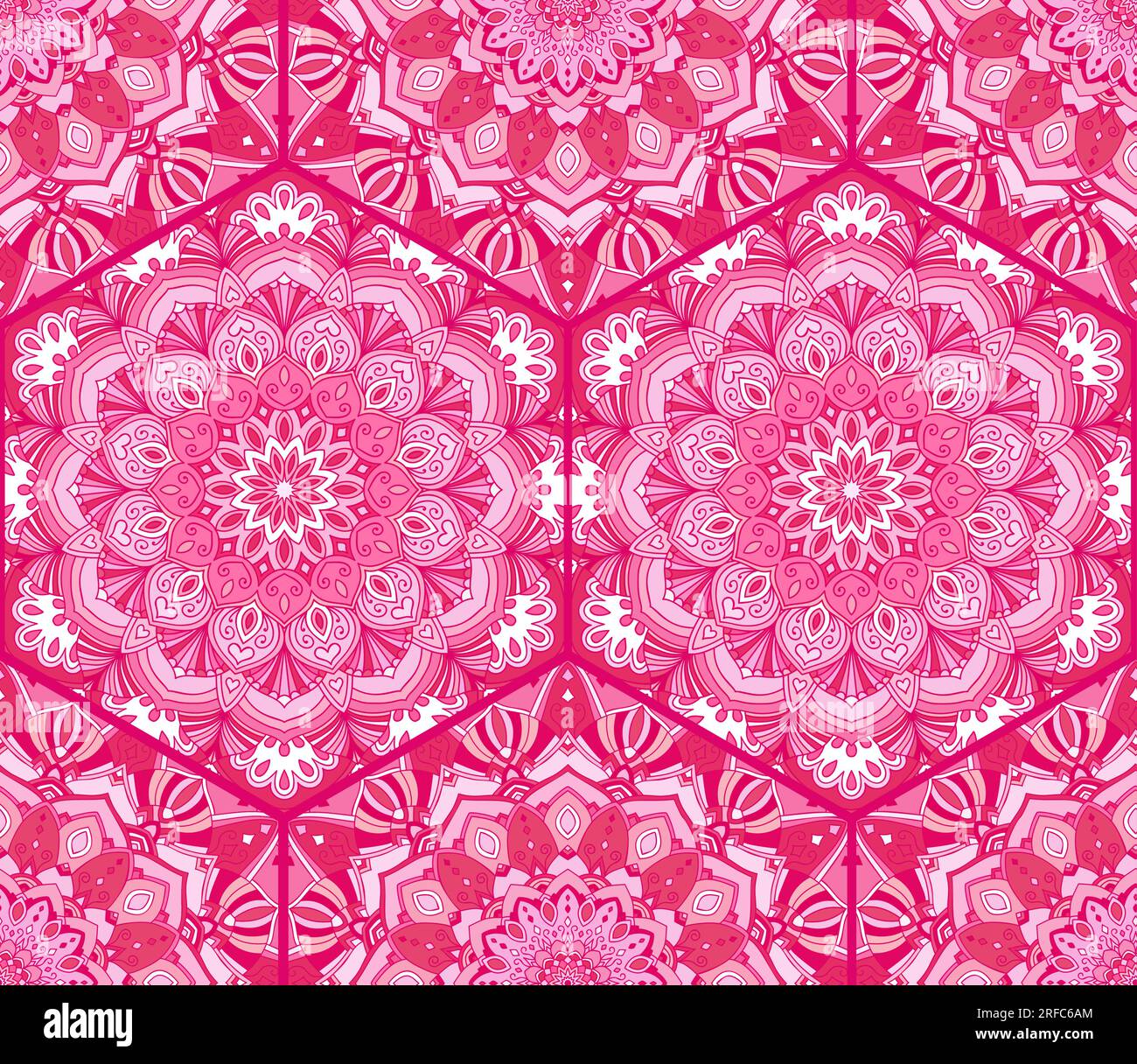 Pink patchwork mandala pattern from hex tiles Stock Vector Image & Art ...