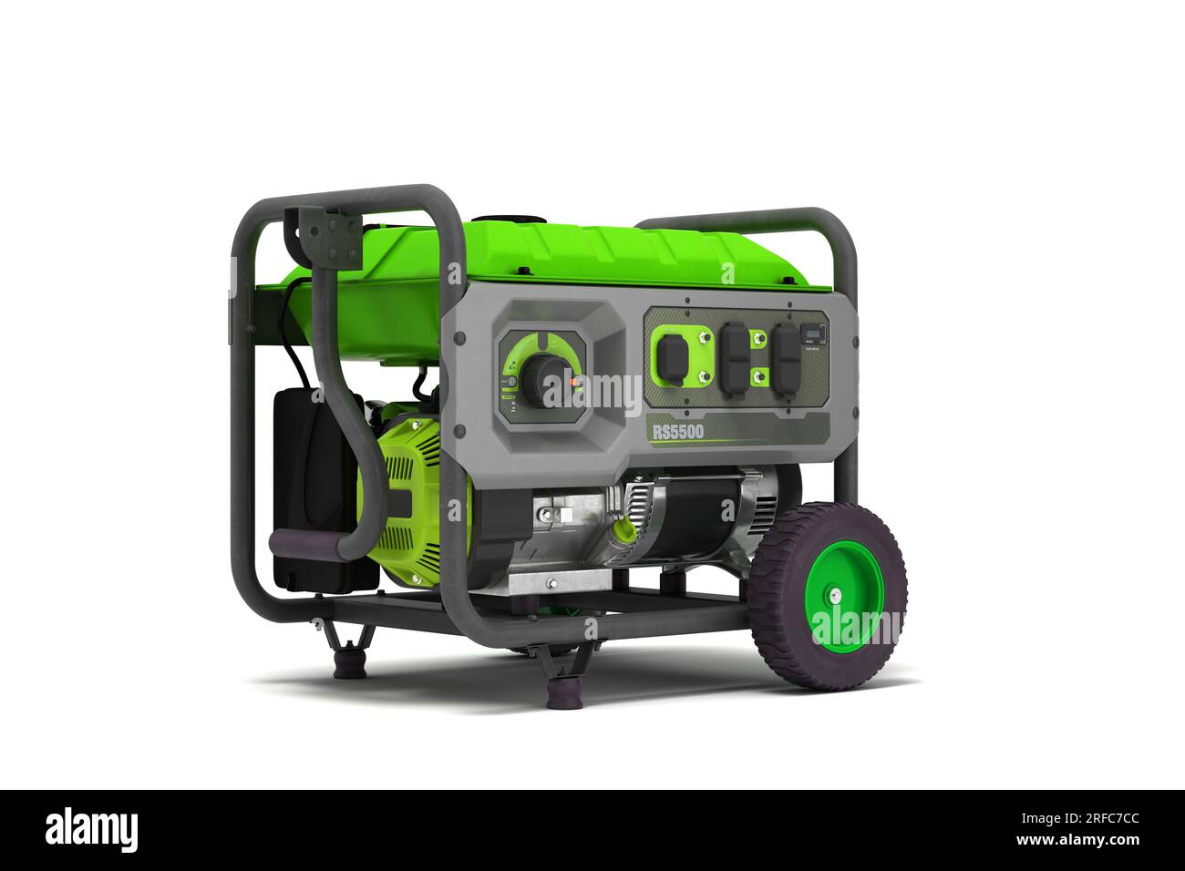 Modern compact electrical generator perspective view 3d render on white ...