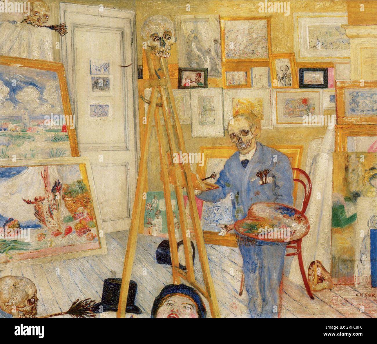 Skeleton Painter in his Studio circa 1896 by James Ensor Stock Photo ...