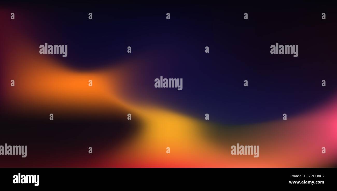 Abstract dark background with a yellow-red blurry wave. Background blur ...
