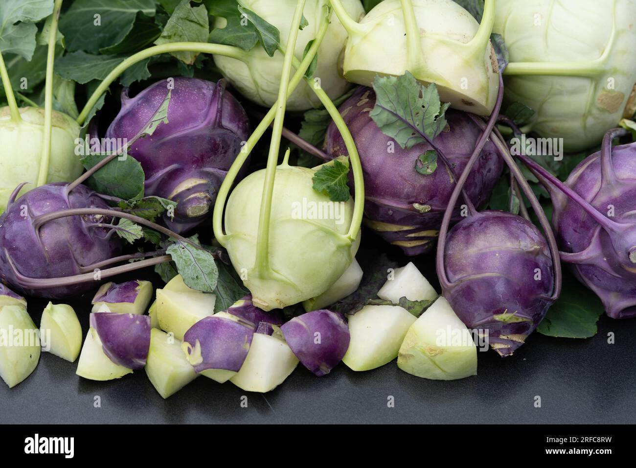 different types of kohlrabi Brassica oleracea from our own garden Stock ...