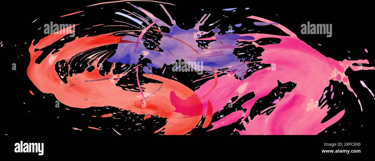 Colored brush strokes on a black background. Illustration for brochures ...