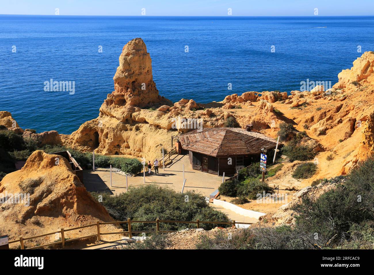 Carvoeiro, Portugal- October 20, 2022: The Algar Seco caves, cliffs and ...