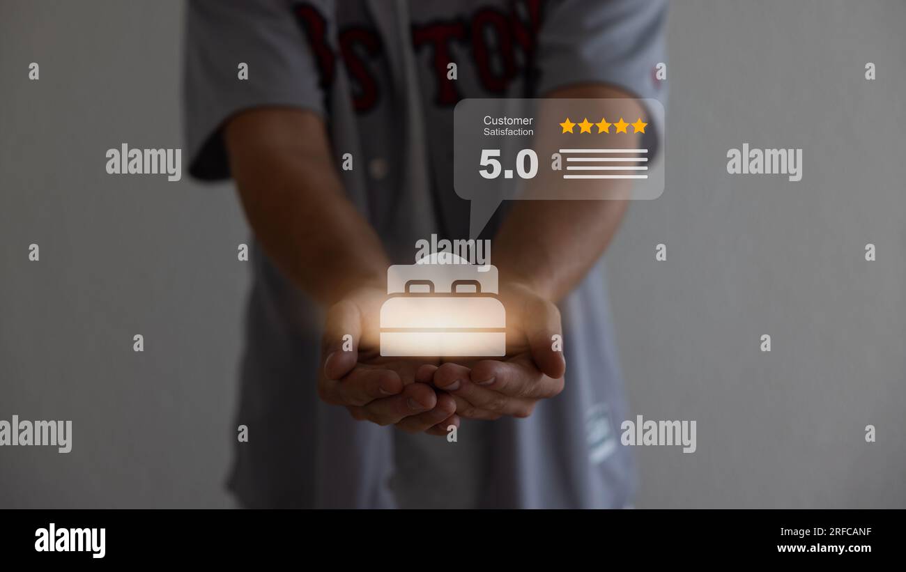 User Gives Rating To Hotel Service Experience On Online Application Customer Review